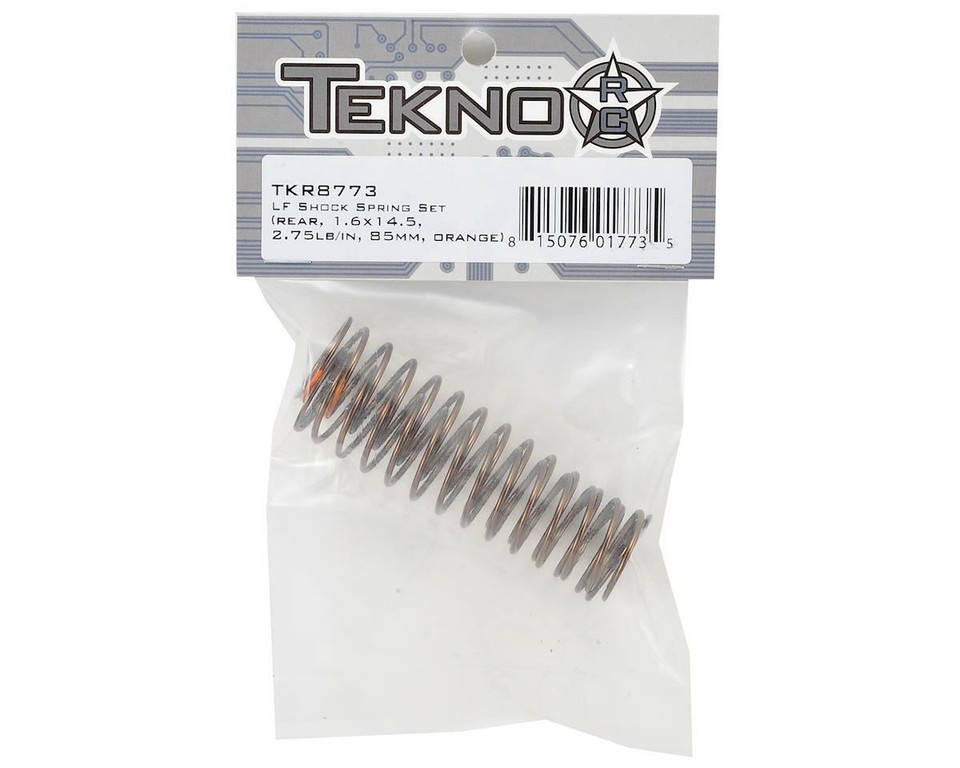 Tekno RC Low Frequency 85mm Rear Shock Spring Set (Orange - 2.75lb/in ...