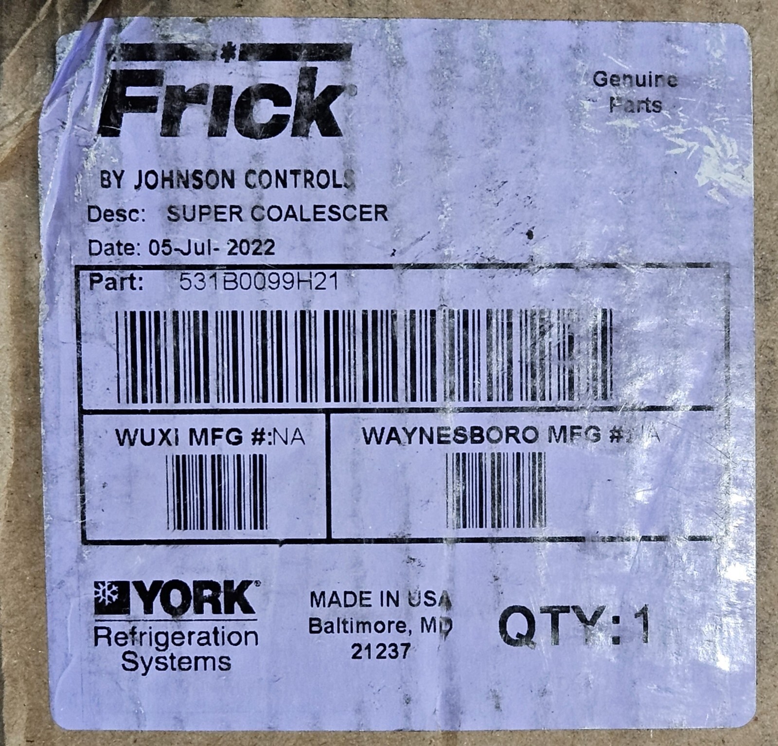 Frick Super Coalescer 531B0099H21 - 34in - Replaces 531B0099H01 ...