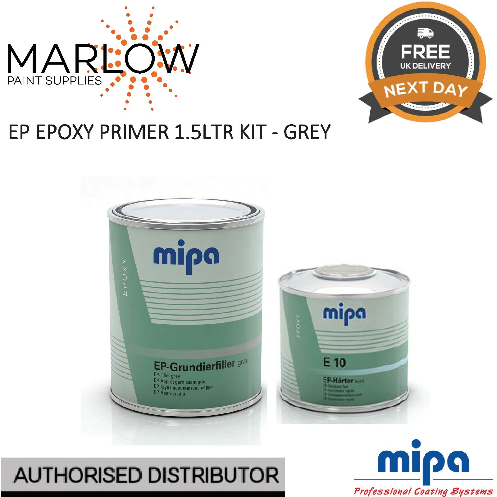 MIPA EP-Grundierfiller EPOXY PRIMER 2k + EP FAST HARDENER E10 - 1.5L ...