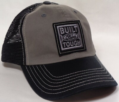 Hat Cap Licensed Ford Built Tough Black Mesh Grey CF | eBay