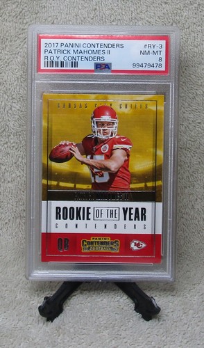 PSA 8 PATRICK MAHOMES 2017 Contenders ROOKIE OF THE YEAR CONTENDERS ...