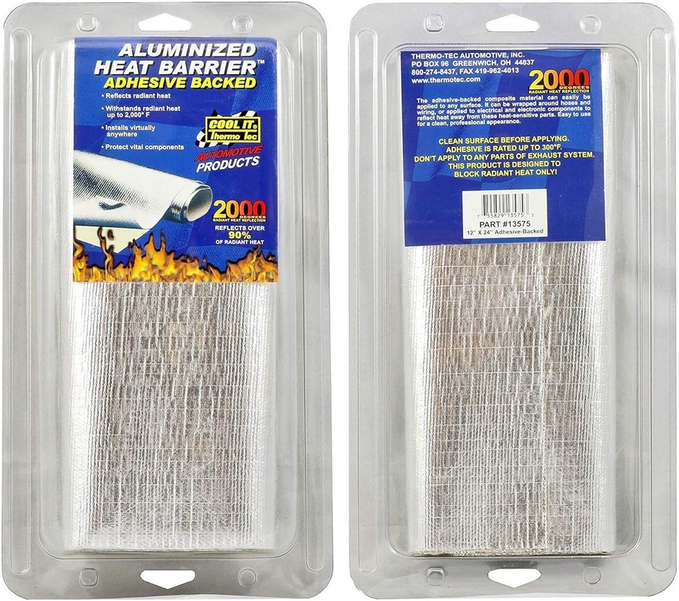 Heat Shield: 2x 12x24" Aluminized Barrier, 2000°F Radiant, 300°F Direct ...