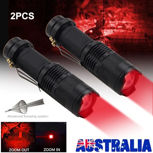 6X Red Light LED Flashlight Zoomable 3 Modes Torch Astronomy Night ...