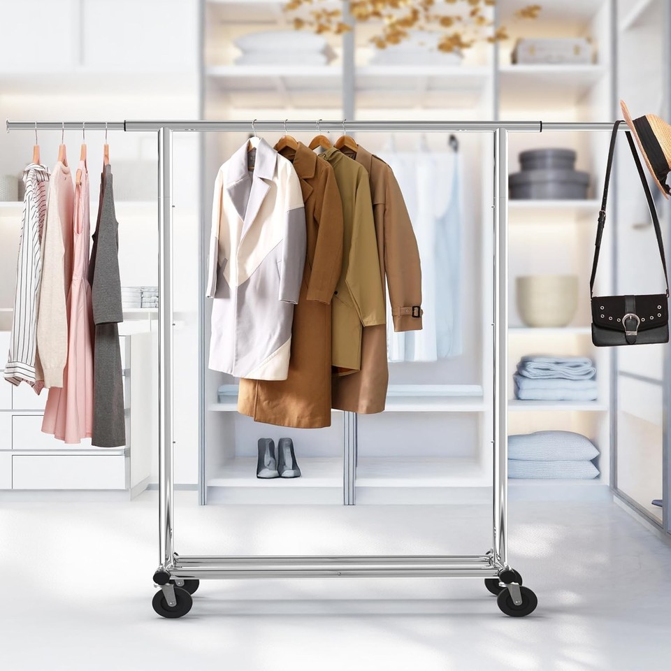 Simple Houseware Heavy Duty Clothing Garment Rack, Holds Up to 150 lbs ...