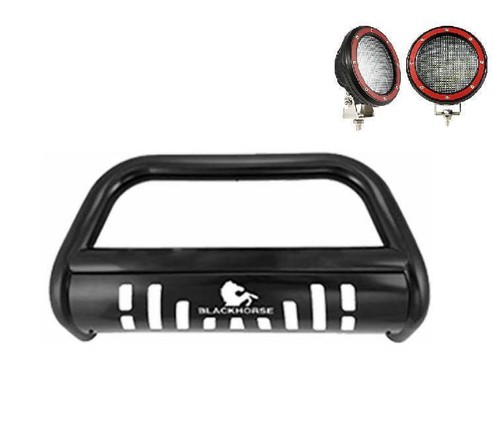 Black Horse Bull Bar Push Guard w/Skid Black w/5.3"LED Fits 2015-2022 ...