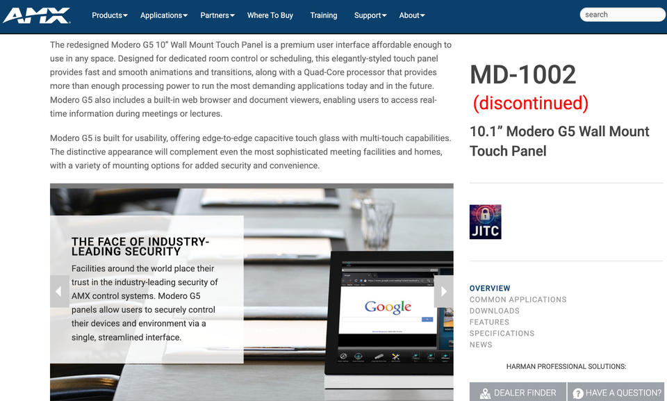 AMX MD-1002 + 1001 10” Modero G5 Wall Mount Touch Panel | eBay UK