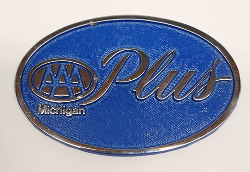 Vtg 1970's-80's AAA PLUS Michigan Chrome Metal Emblem Badge - Auto Club ...