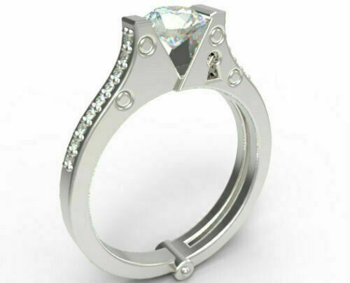 1.55Ct White Round Cut CZ Police Handcuff Engagement Ring In Solid 925 ...