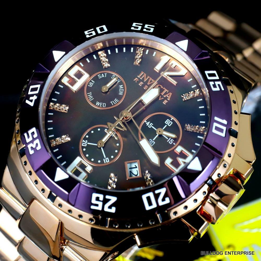 Invicta Reserve Excursion 50 mm Stainless Steel Case with Rose Gold ...