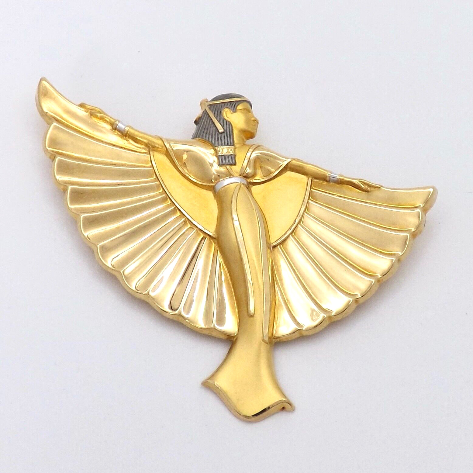 18K Gold Egyptian Isis Winged Goddess Slide Charm Pen… - Gem