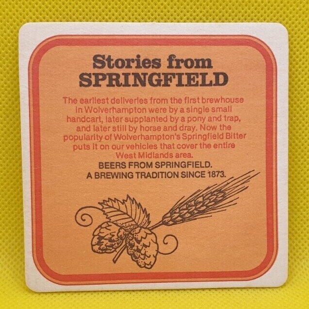 BEER MAT ~ M&B ~ SPRINGFIELD BITTER ~ Suitable Pub/Home Bar/Collectors ...