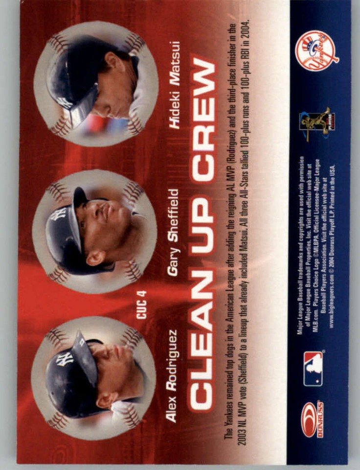 2005 Leaf Clean Up Crew #4 Hideki Matsui/Alex Rodriguez/Gary Sheffield ...