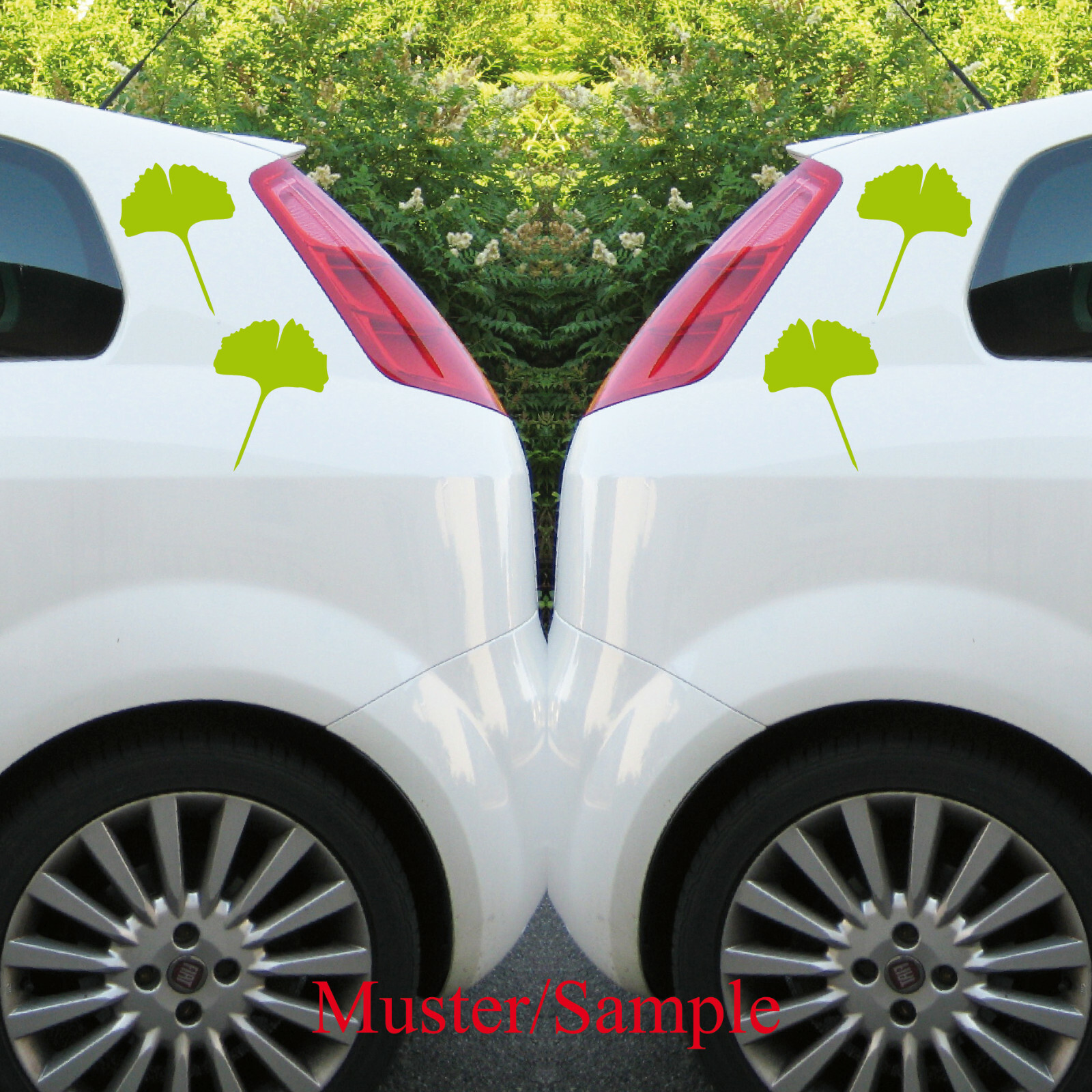 1 Pair 2 Foliage 20cm Green Ginkgo Sheets Sticker Tattoo Gingko ...