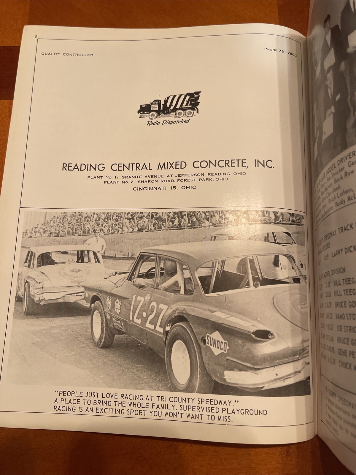 1970 USAC Stock Car Race Program, Tri-County Speedway, Cincinnati Ohio ...