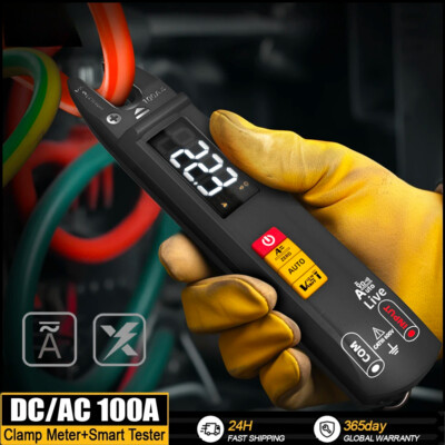 Digital Clamp Meter Fork DC AC 100A Ammeter Pliers T-RMS Current ...