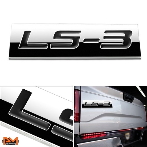 "LS3" Polished Metal 3D Decal Black Emblem Exterior Sticker For GMC ...