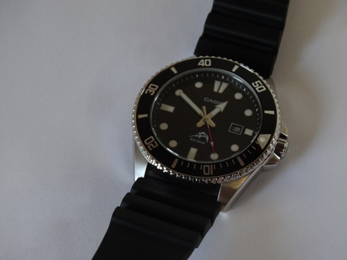 CASIO 2784 MDV-106 Marlin Date Watch Men 44mm Black Dial 200m Diver | eBay