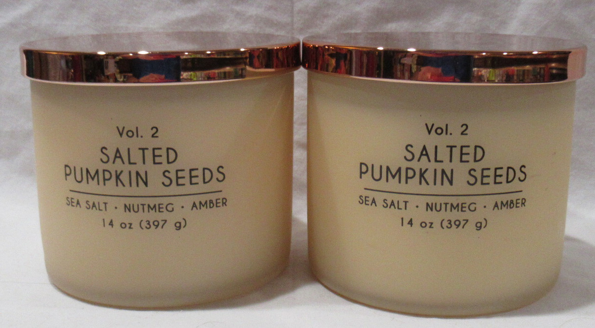 Set of 2 Kirkland's 14 oz Jar 3-Wick Candle up to 40 hrs SALTED PUMPKIN ...