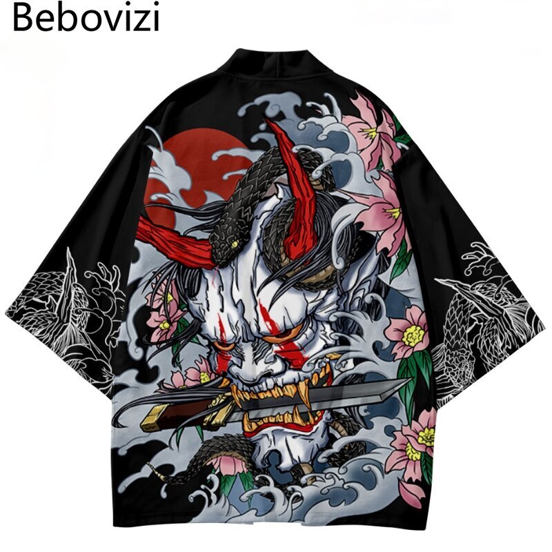 Japanese Traditional Print Kimono Samurai Haori Women Men Cardigan ...