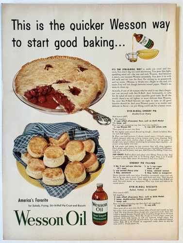 Vintage 1960s Wesson Oil Advertising 14x11" Food history Includes ...