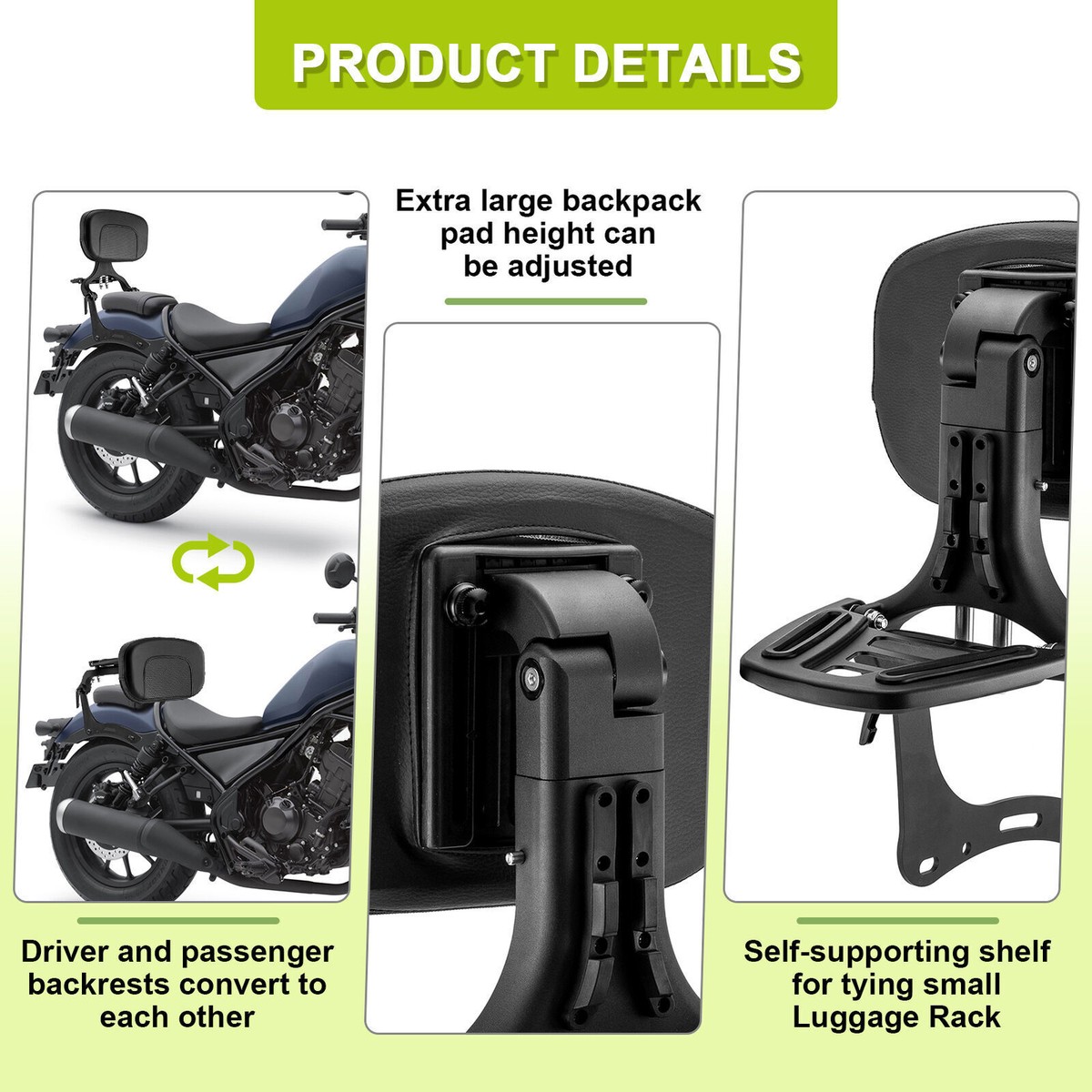 Honda Rebel Backrest Motorcycle Sissy Bar Backrest With Luggage Rack ...