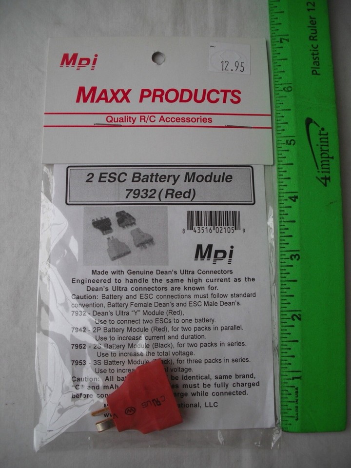 Lot of 2 Maxx Products Mpi 7932, 2 ESC Battery Module, Red,RC R/C Plane ...