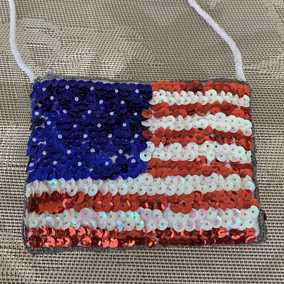 USA Flag Purse Small Sequin Zipper & Lined Handbag Coin Purse APPLESEED ...