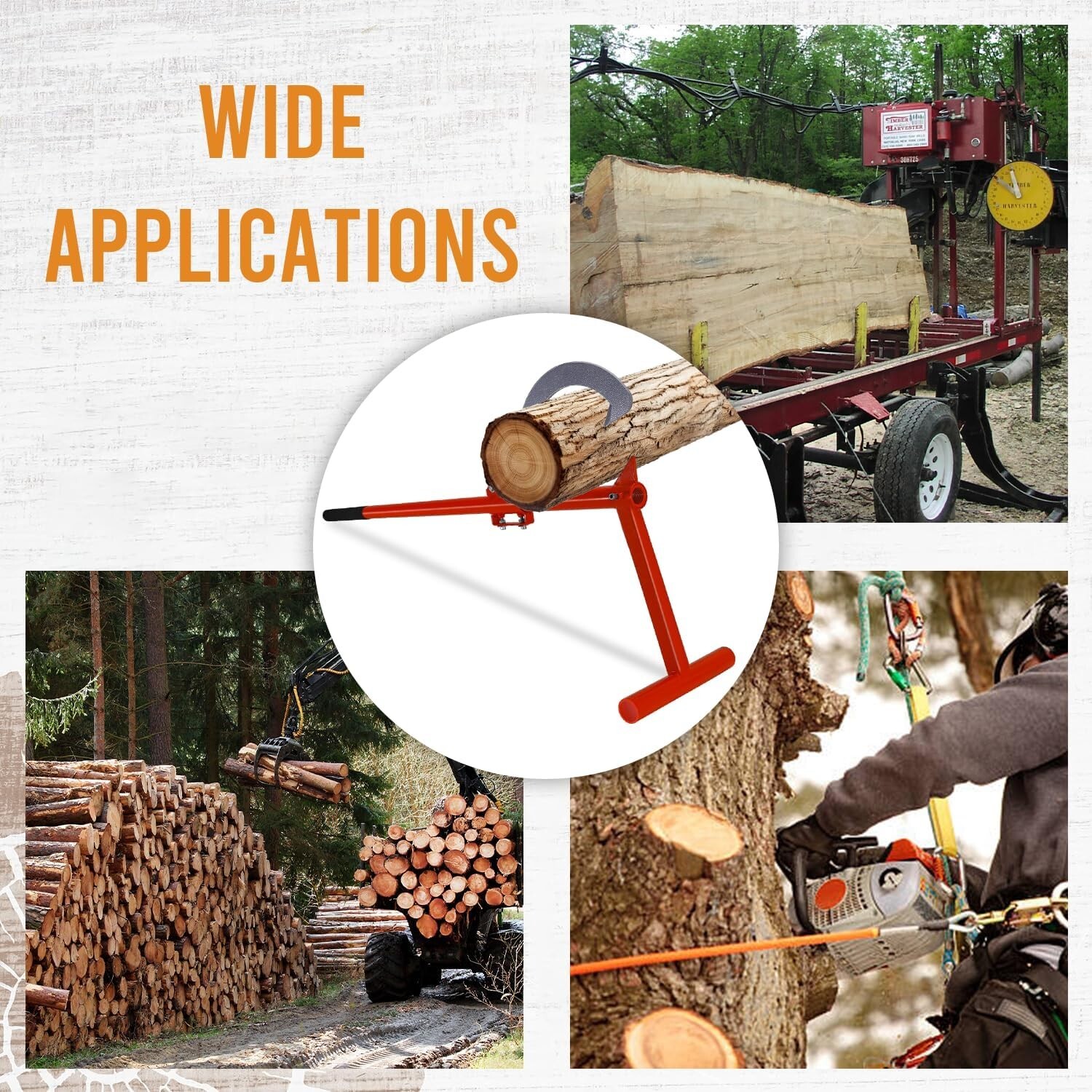 Timber Jack for Logs - 48" -Log Lifter Tool With Adjustable Hook ...