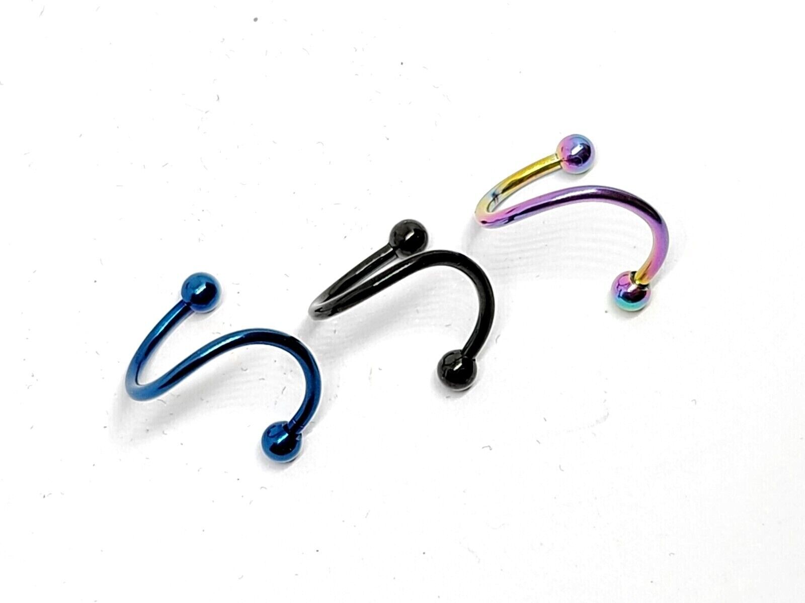 Twist Bar Piercing Nose Lip Ear Helix Tragus Titanium 16g (1.2mm) 3mm ...