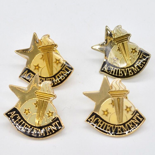 Achievement Pins Lot of 4 Lapel Hat Back Pack Pin Gold Tone New A249 | eBay