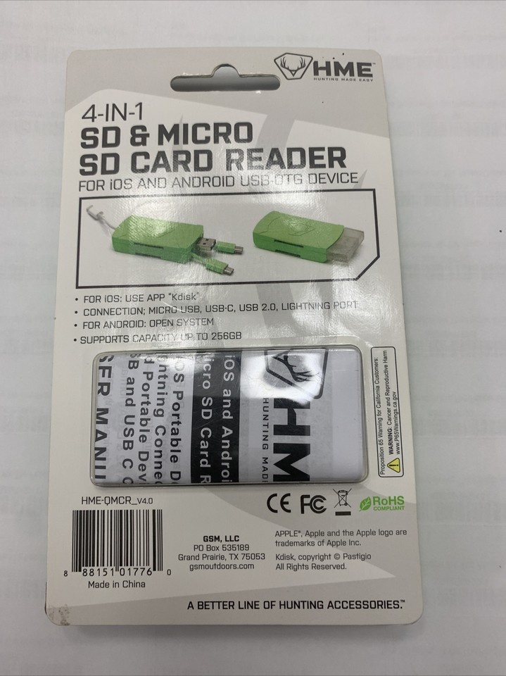 HME 4-in-1 SD & Micro SD Card Reader View Trail Cam on iOS and Android ...