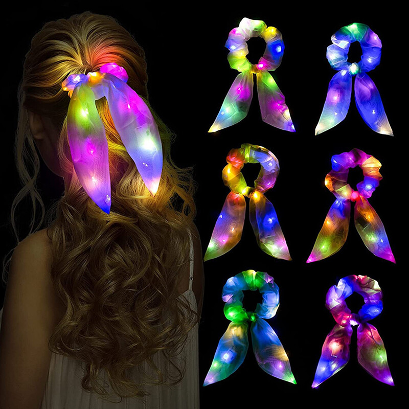 Popular Flashing Light Up Girls Hair Tie LED Luminous Party Scrunchies ...