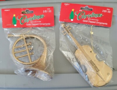 Vtg 1994 The Christmas Collection Gold Dipped Ornaments Musical ...