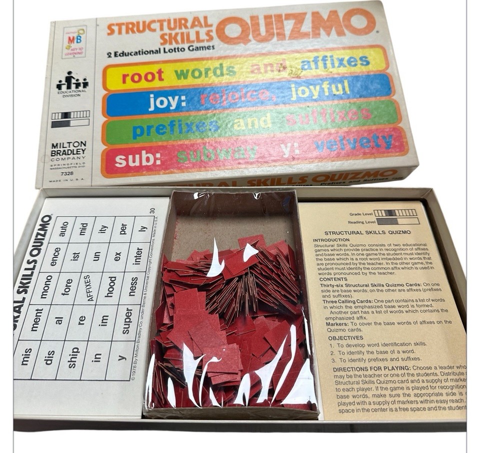 1978 Quizmo Structural Skills Game Educational Language root Words And ...