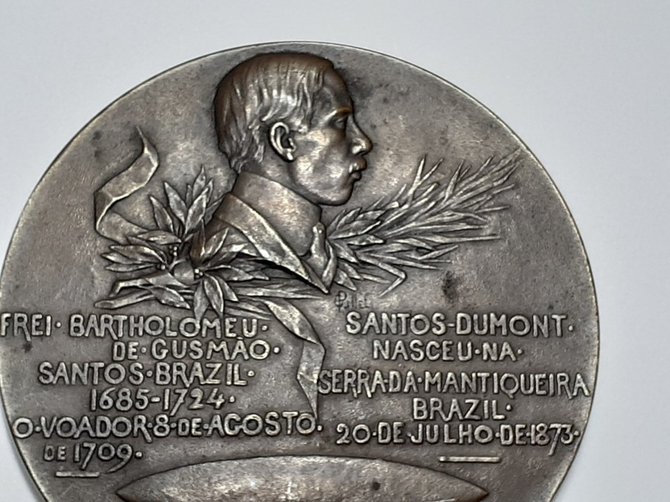1901 Alberto Santos-Dumont Paris Aviation Eiffel Tower Bronze Medal by ...