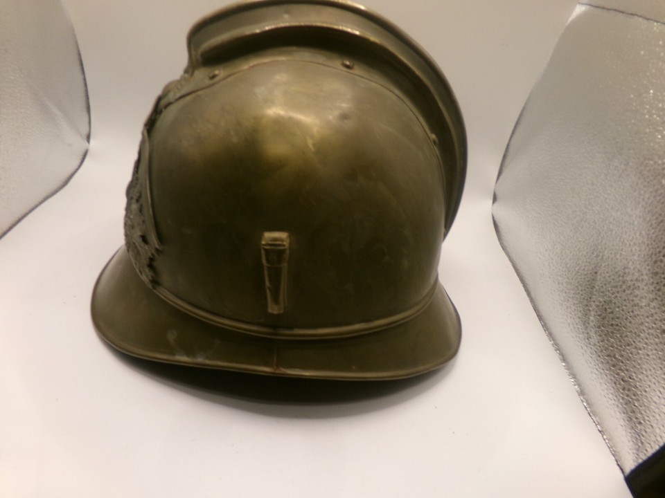 WW1 Period Adrian Style French Fire Brigade Brass Helmet 100% Original ...