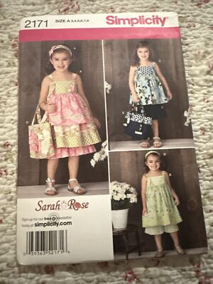 Simplicity Sewing Pattern #2171 Girls Dress Top Pants Headband Size A 3 ...