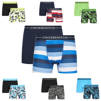 Crosshatch Mens 2 Pack Boxers Shorts Underwear Designer Trunks Set ...
