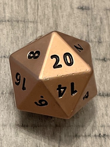 Dungeons Dragons JUMBO D20 Heavy Metal Brass Tone W/ Black Rpg Dice ...