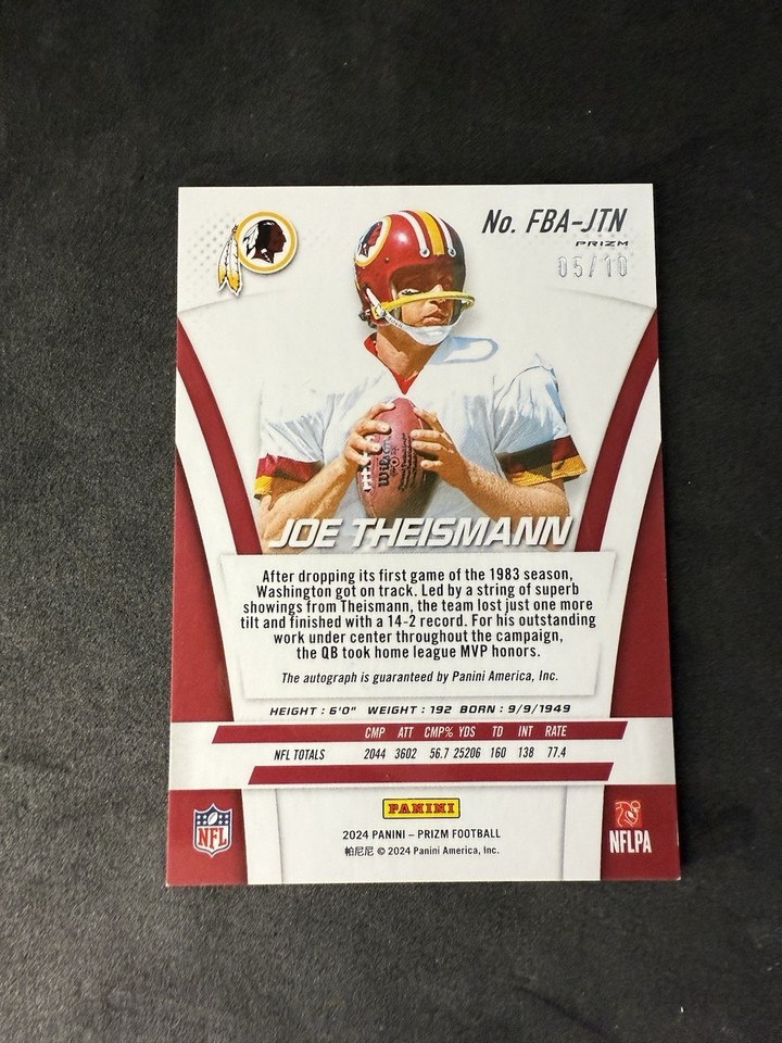 2024 Prizm Joe Theismann Flashback Auto Gold Prizm #/10 Washington | eBay