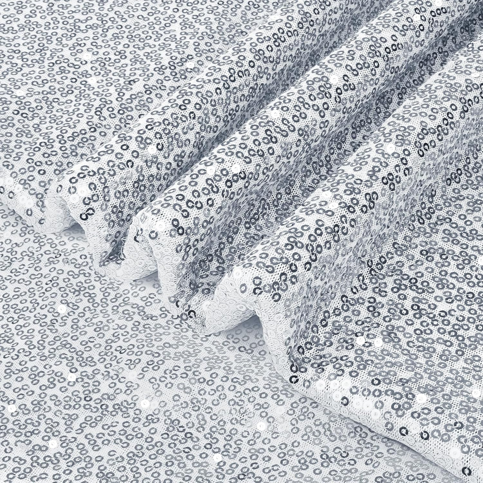 Sequin Fabric by the Yard - 1 Yard Silver Sequin Fabric, Glitter Fabric Sparkly | eBay