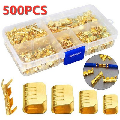 500Pcs U Shape Copper Terminals Crimp Kit - Non-Insulated Assortment ...