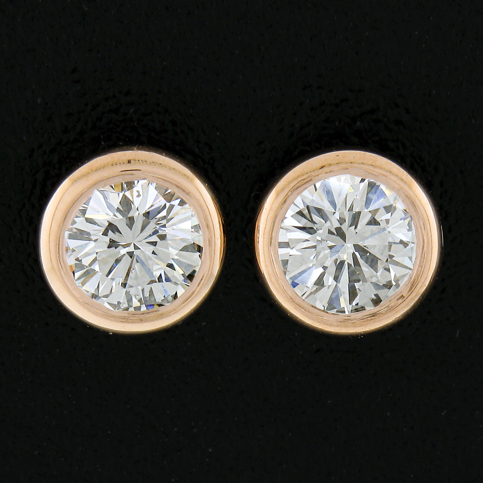 New 14k Rose Gold 0.47ctw Martini Bezel Round Brilliant Diamond Stud ...