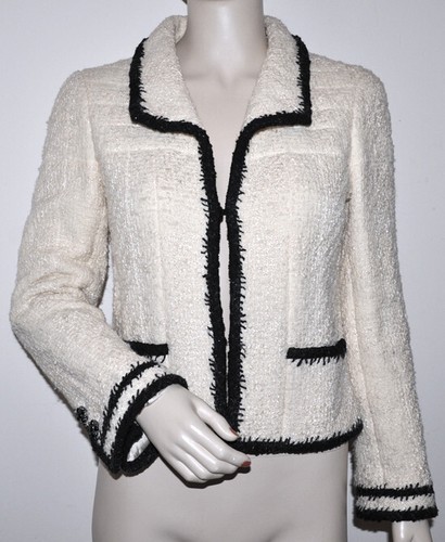$5,450 CHANEL Iconic Ivory Black Contrast Boucle JACKET * FR 38 / US 4 ...