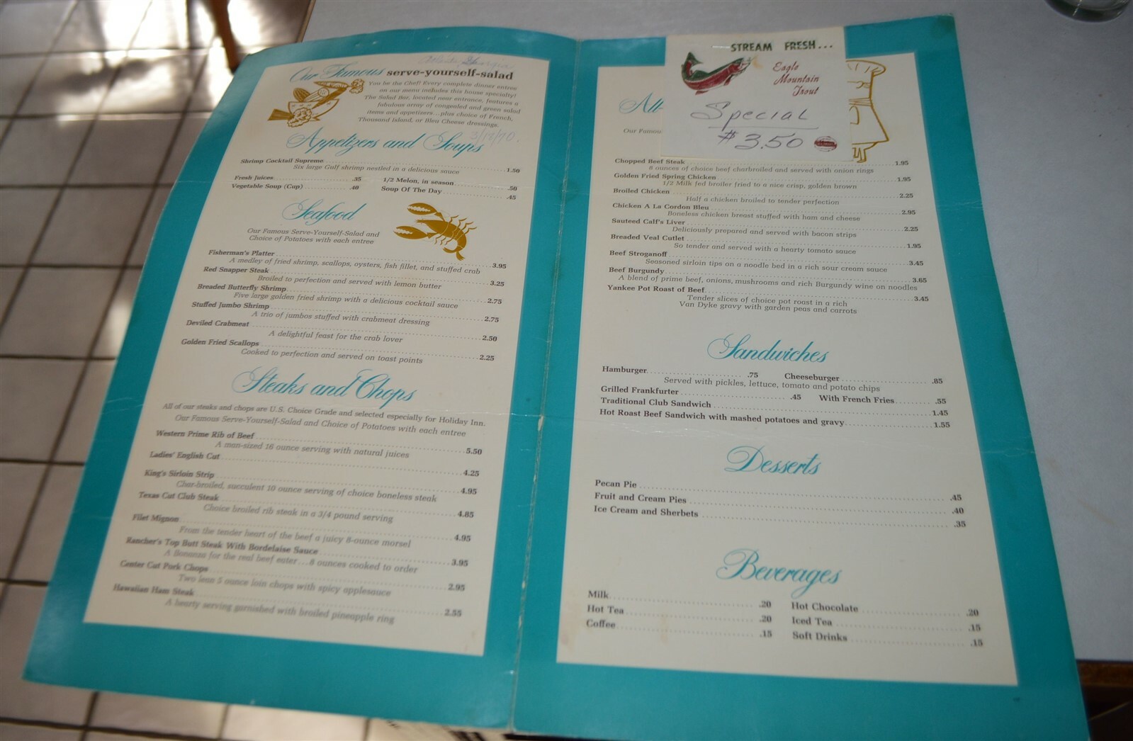 1970 Holiday Inn Restaurant Menu Atlanta Georgia | eBay