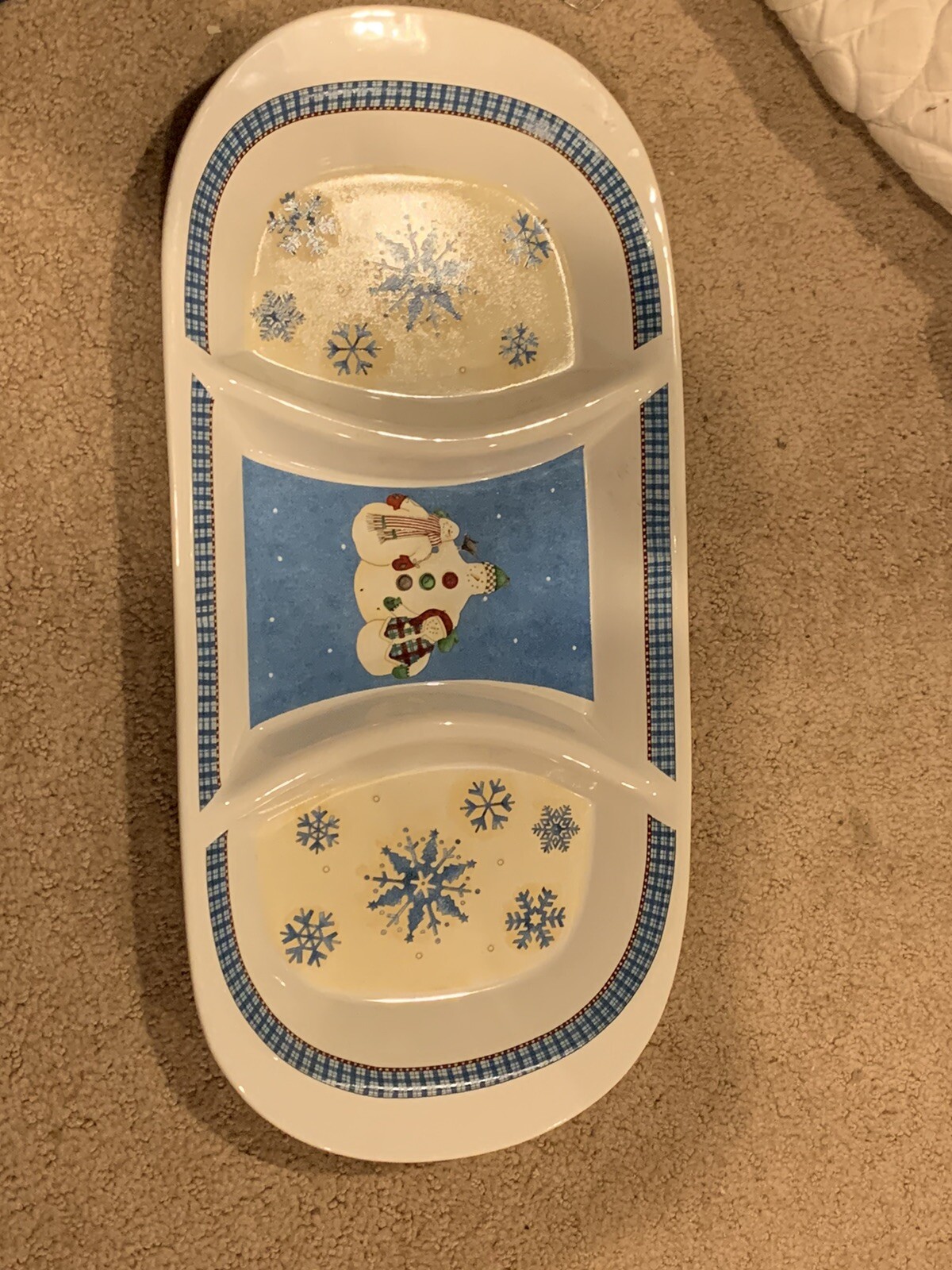 Sakura Debbie Mumm SNOWMAN Divided 3-Section Platter Dish XLNT ...
