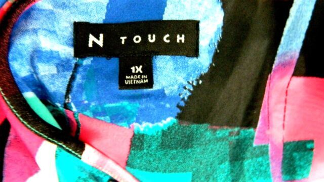 N Touch Women Plus 1x 2x 3x Elegant Teal Red White Tunic Top Blouse Top ...