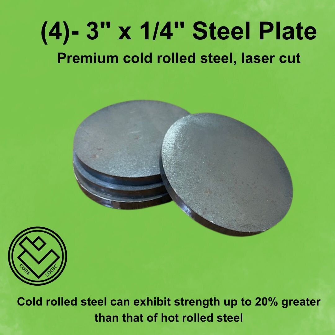 (4) -1/4" Round Steel Plates, 3" diameter, Cold Rolled Steel, Disk ...