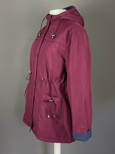 JBC Size 18 Ladies Hooded Rain Coat Fuschia Wine Padded Winter Zip ...