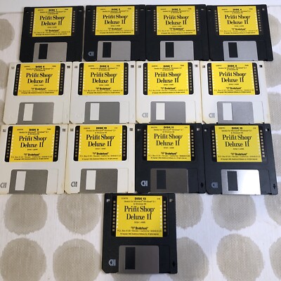 13 Print Shop Deluxe II 3.5" Floppy Discs Broderbund Windows 1996 ...